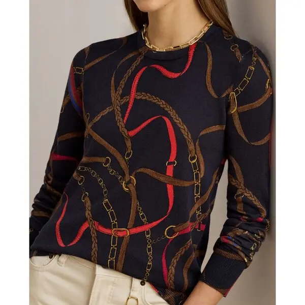 Ralph Lauren Belting-print Cotton-blend Sweater