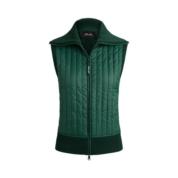 Ralph Lauren Quilted-panel Wool Zip Vest - Northwest Pine