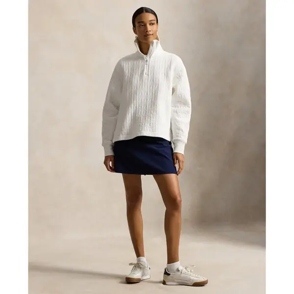 Ralph Lauren Cable-quilted Quarter-zip Pullover - Ceramic White