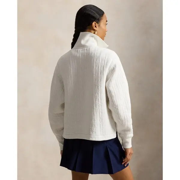 Ralph Lauren Cable-quilted Quarter-zip Pullover - Ceramic White