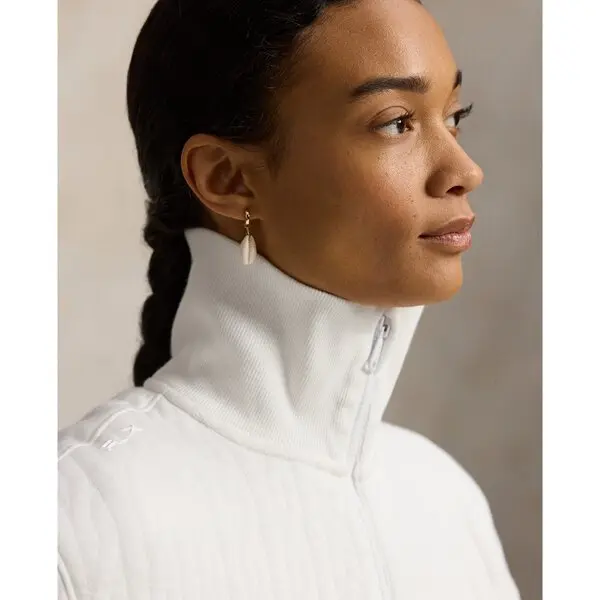 Ralph Lauren Cable-quilted Quarter-zip Pullover - Ceramic White