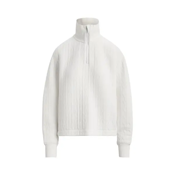 Ralph Lauren Cable-quilted Quarter-zip Pullover - Ceramic White