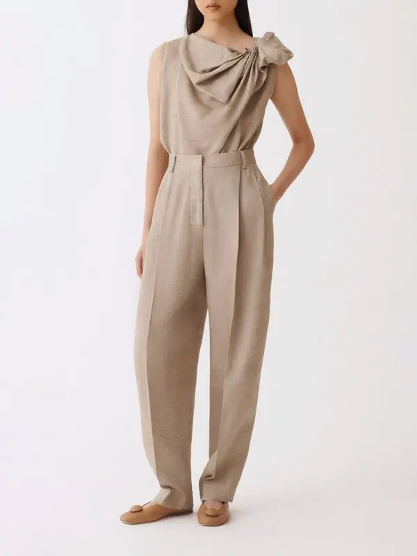 Fabiana Filippi Wide Leg Linen Trousers - Grey