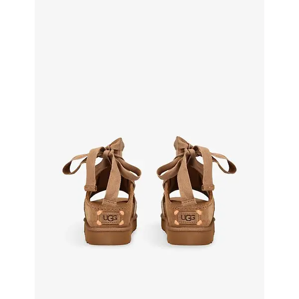 UGG Goldenstar Hi Artistitch Suede Sandals - Tan Comb