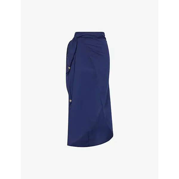 Melissa Odabash Winnie Draped Wrap-front Skirt - Navy