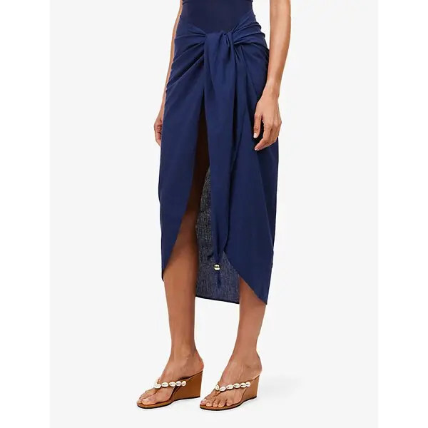 Melissa Odabash Winnie Draped Wrap-front Skirt - Navy