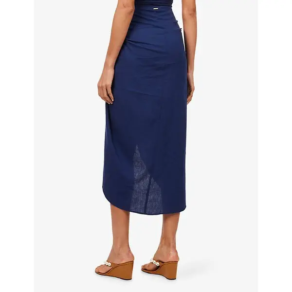 Melissa Odabash Winnie Draped Wrap-front Skirt - Navy