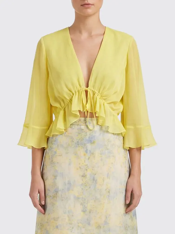 Alberta Ferretti Draped Front Tie Blouse