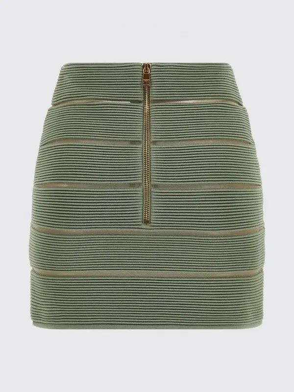 Balmain Striped Jersey Mini Skirt - Green