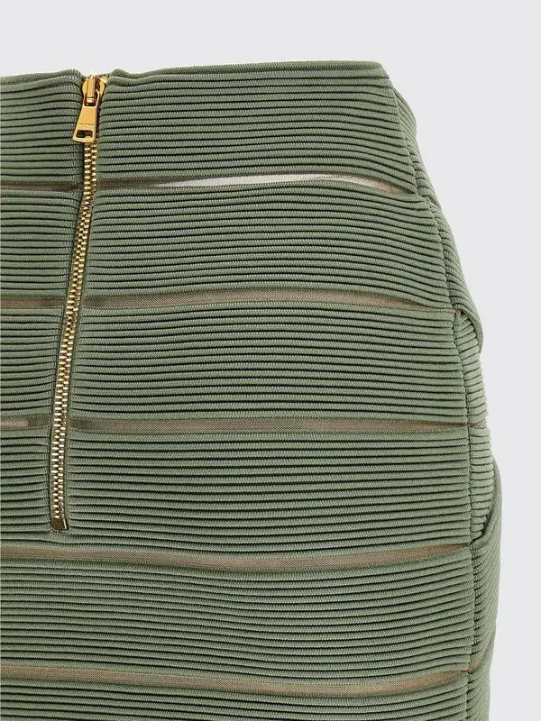 Balmain Striped Jersey Mini Skirt - Green