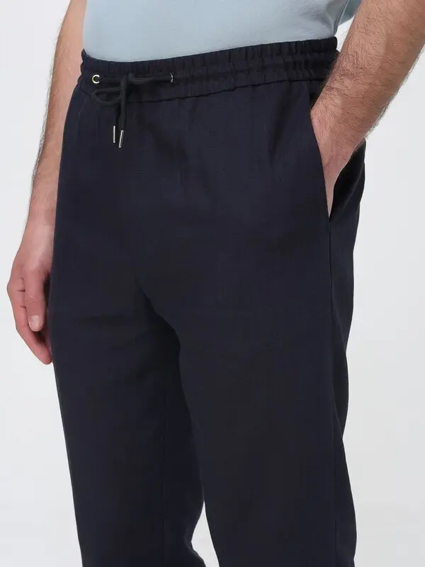 Paul Smith Slim Fit Linen Trousers With Drawstring - Blue