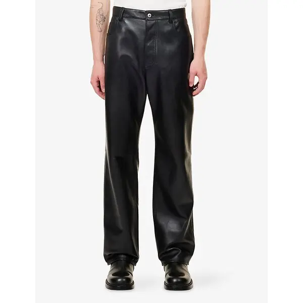 Bottega Veneta Straight Leg Leather Trousers