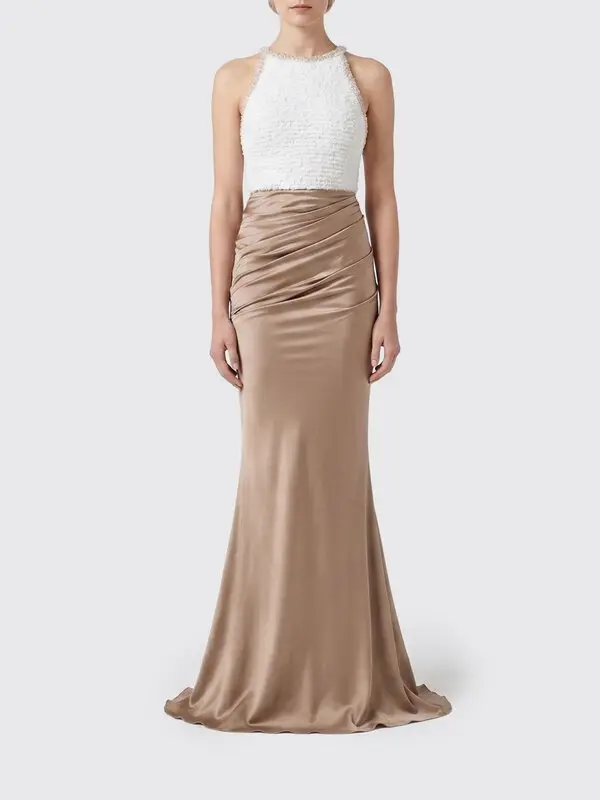 Elisabetta Franchi Long Satin And Tulle Gown