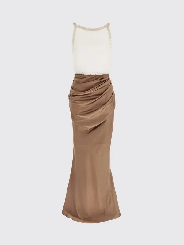 Elisabetta Franchi Long Satin And Tulle Gown