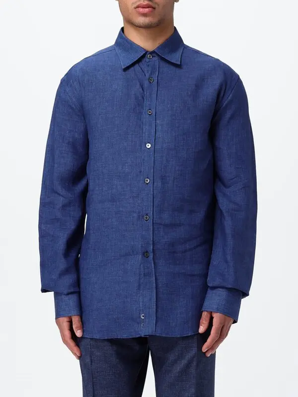 Canali Basic Linen Shirt - Blue