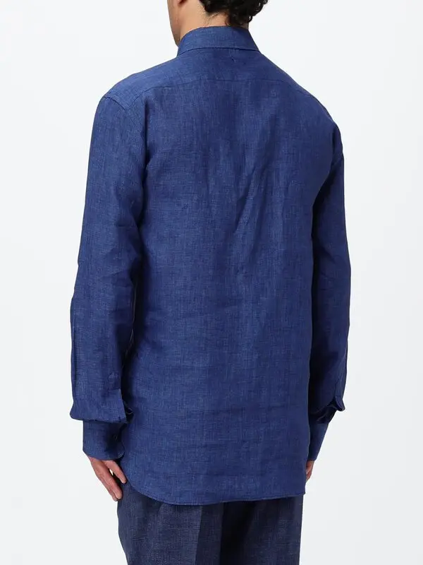 Canali Basic Linen Shirt - Blue