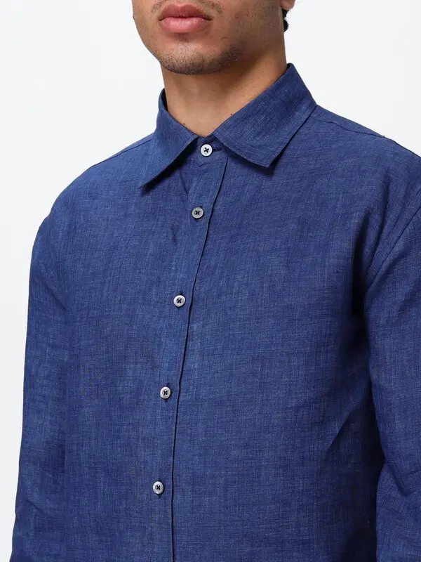 Canali Basic Linen Shirt - Blue