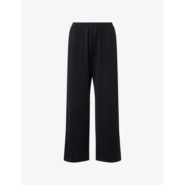 TOTEME Elasticated Straight-leg Cotton And Silk Trousers - Black