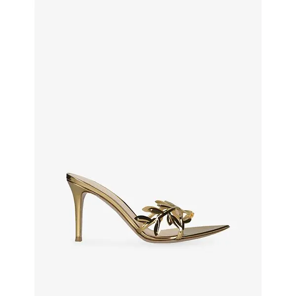 GIANVITO ROSSI Flavia 85 Leather Heeled Sandals - Gold