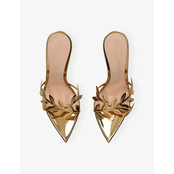 GIANVITO ROSSI Flavia 85 Leather Heeled Sandals - Gold