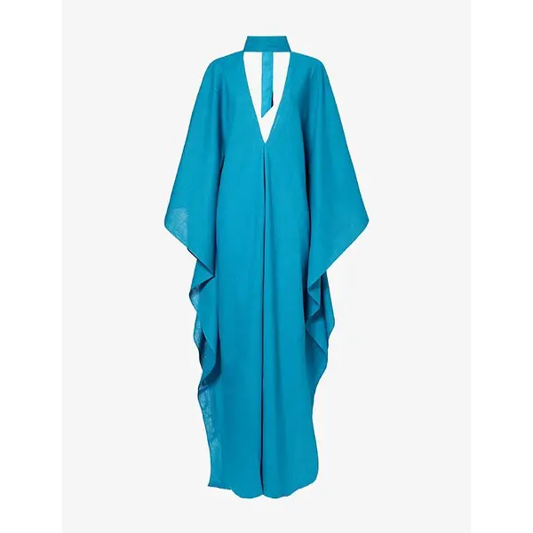 TALLER MARMO V-neck Draped Linen Kaftan
