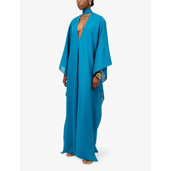 TALLER MARMO V-neck Draped Linen Kaftan