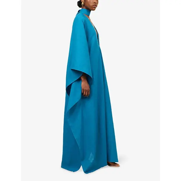 TALLER MARMO V-neck Draped Linen Kaftan