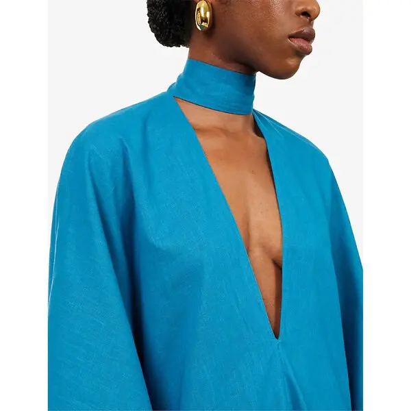 TALLER MARMO V-neck Draped Linen Kaftan
