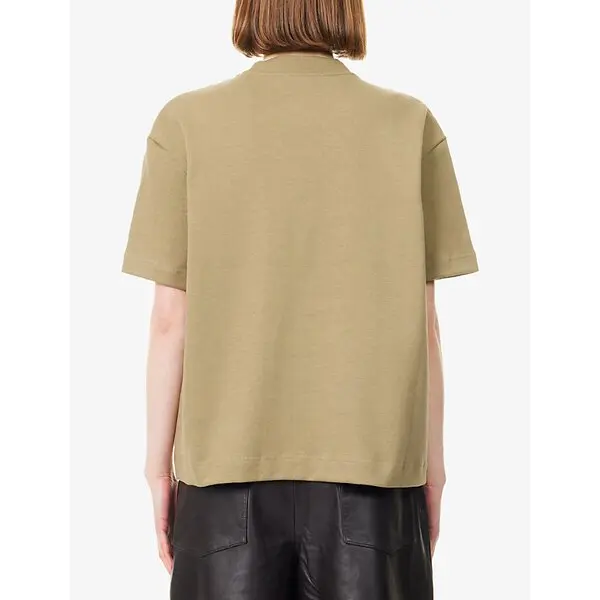 THE FRANKIE SHOP Boxy-fit Cotton-blend T-shirt - Pale Olive