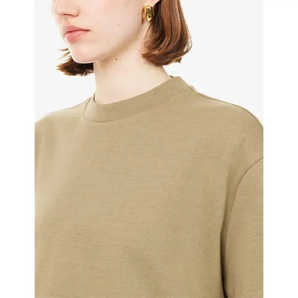 THE FRANKIE SHOP Boxy-fit Cotton-blend T-shirt - Pale Olive