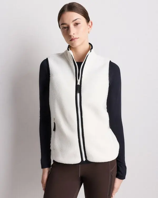 Quince Sherpa Full-zip Vest - Frost/black