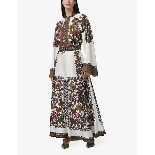 LEEM Floral-print High-waist Maxi Skirt