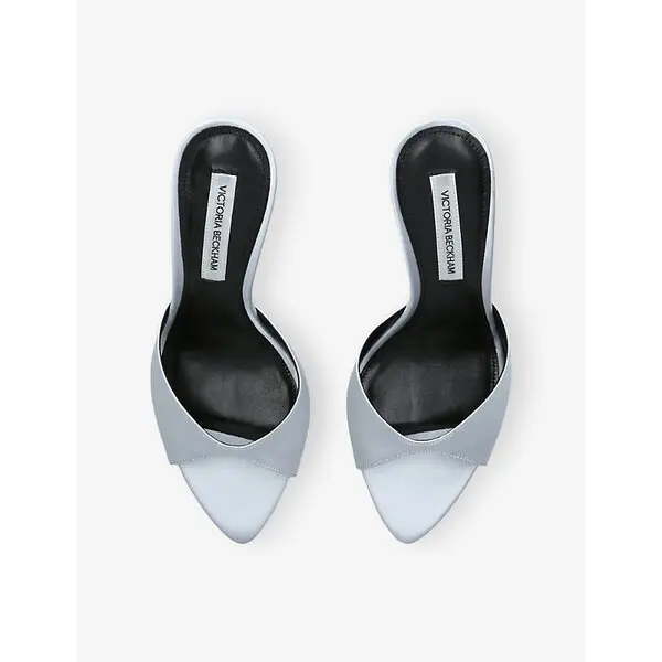 Victoria Beckham Banana Heel 100 Satin Heeled Mules - Silver