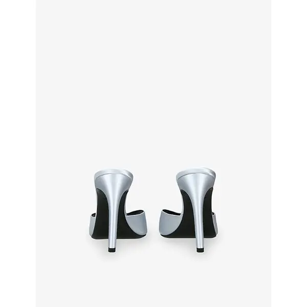 Victoria Beckham Banana Heel 100 Satin Heeled Mules - Silver