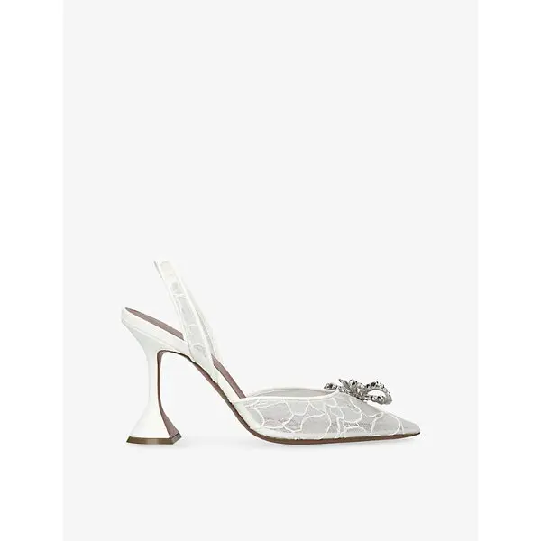 Amina Muaddi Rose 95 Lace Slingback Heels