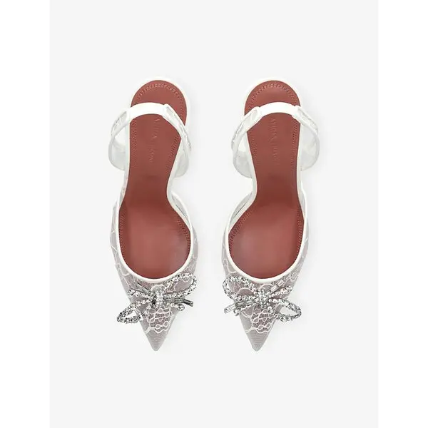 Amina Muaddi Rose 95 Lace Slingback Heels