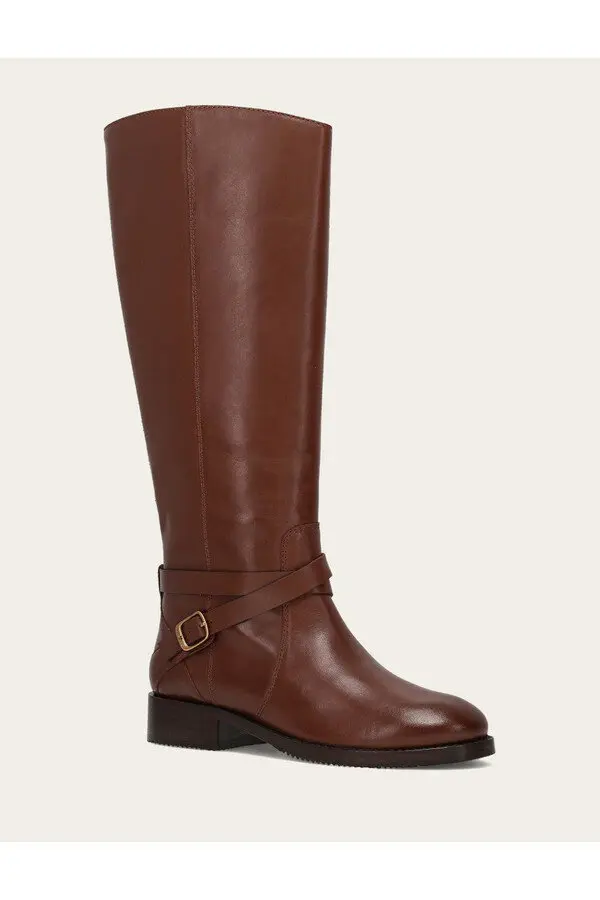 THE FRYE COMPANY Melissa Belted Riding Wide Calf Boots - Red
