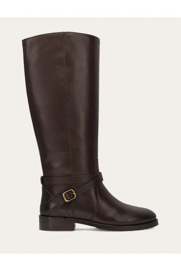 THE FRYE COMPANY Melissa Belted Riding Wide Calf Boots - Brown