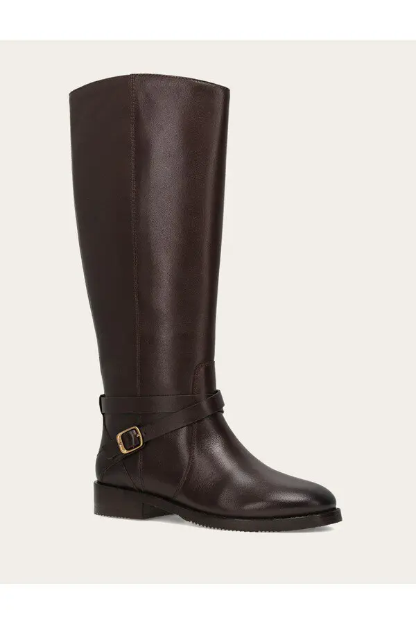THE FRYE COMPANY Melissa Belted Riding Wide Calf Boots - Brown