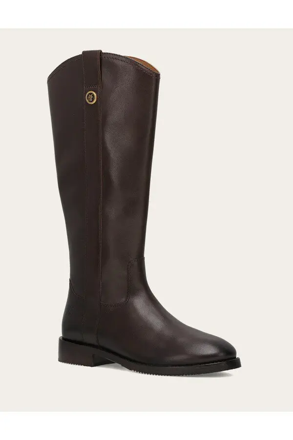 THE FRYE COMPANY Melissa Button Tall Inside Zip Wide Calf Boots - Brown