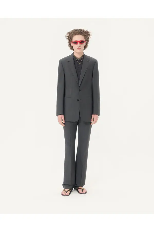 Valentino Garavani Wool Polo With Vlogo Embroidery - Gray