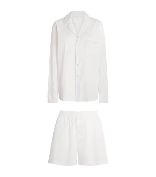 SKIMS Stretch-cotton Long-sleeve Boxer Pyjama Set - White
