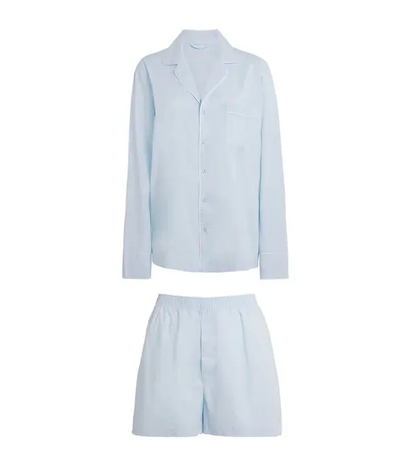 SKIMS Stretch-cotton Sleep Pyjama Set - Blue