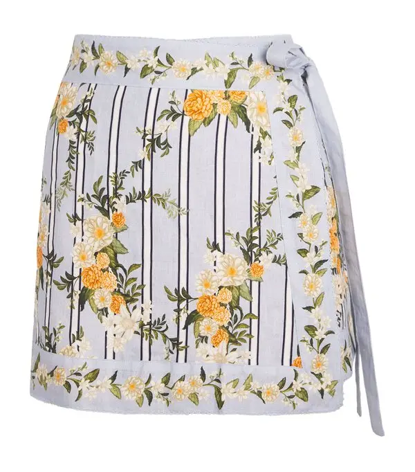 Agua Bendita Linen Floral Luna Valle Mini Pareo - Blue