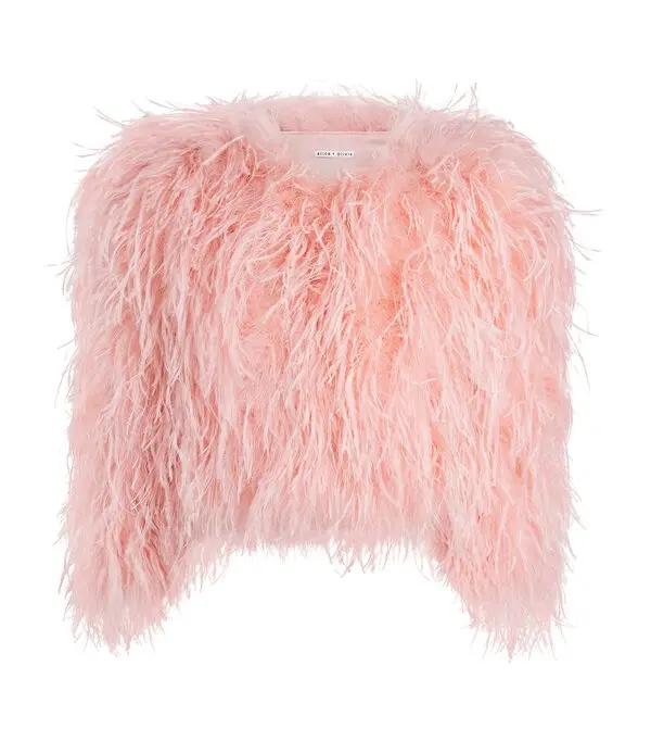 Alice + Olivia Ostrich Feather Jacket - Pink