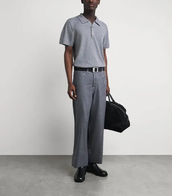 WON HUNDRED Knitted Jonas Polo Shirt - Grey