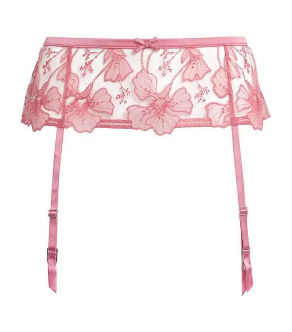 FLEUR DU MAL Lace Harper Suspender Belt - Pink