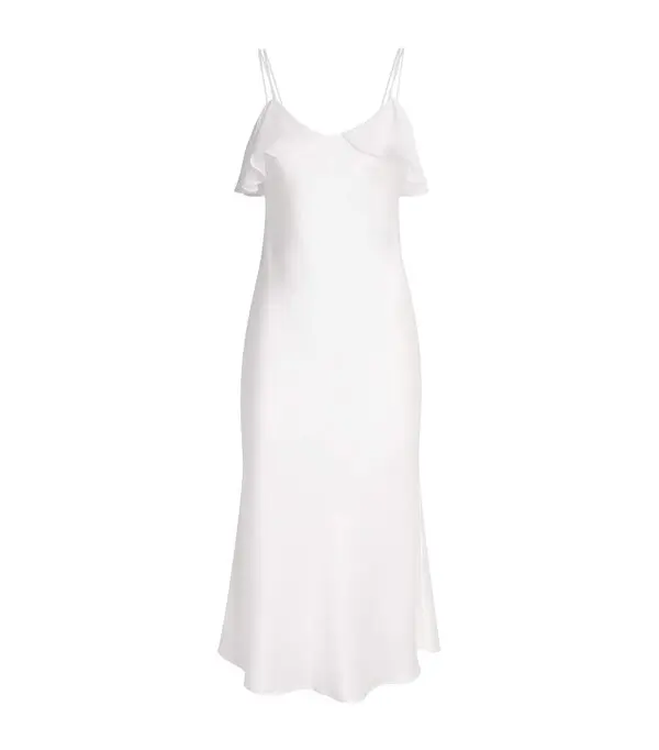 MANITO Mulberry Silk Aurora Midi Slip Dress - White