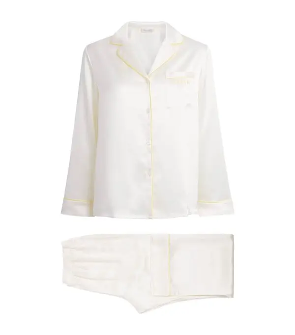 MANITO Mulberry Silk Macaron Pyjamas - White