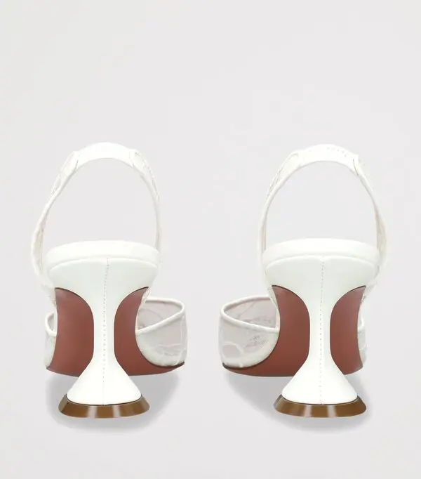 Amina Muaddi Lace Holli Slingback Pumps 70 - White